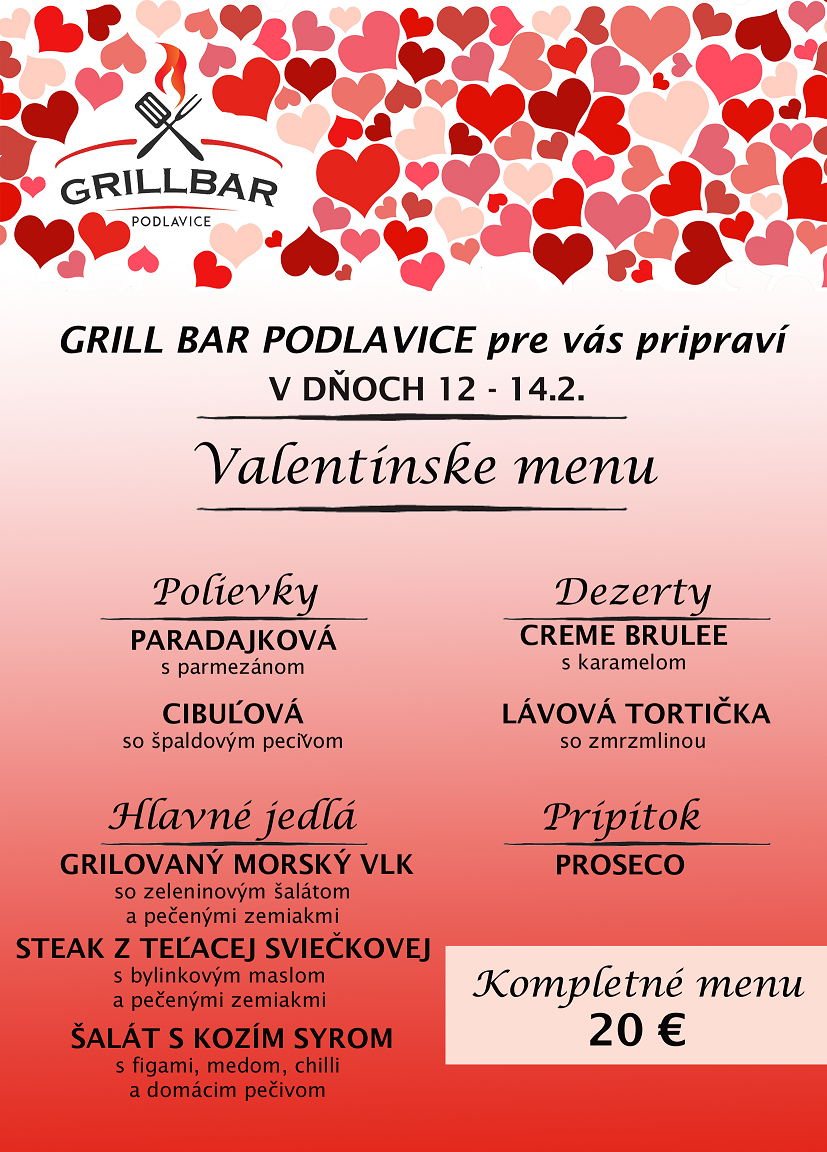 Súťaž o Valentínske menu v podlavickom Grill Bare