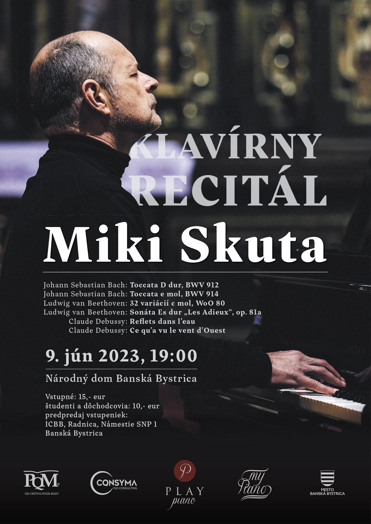 Miki Skuta má klavírny recitál v Národnom dome: Bach, Beethoven a Debussy