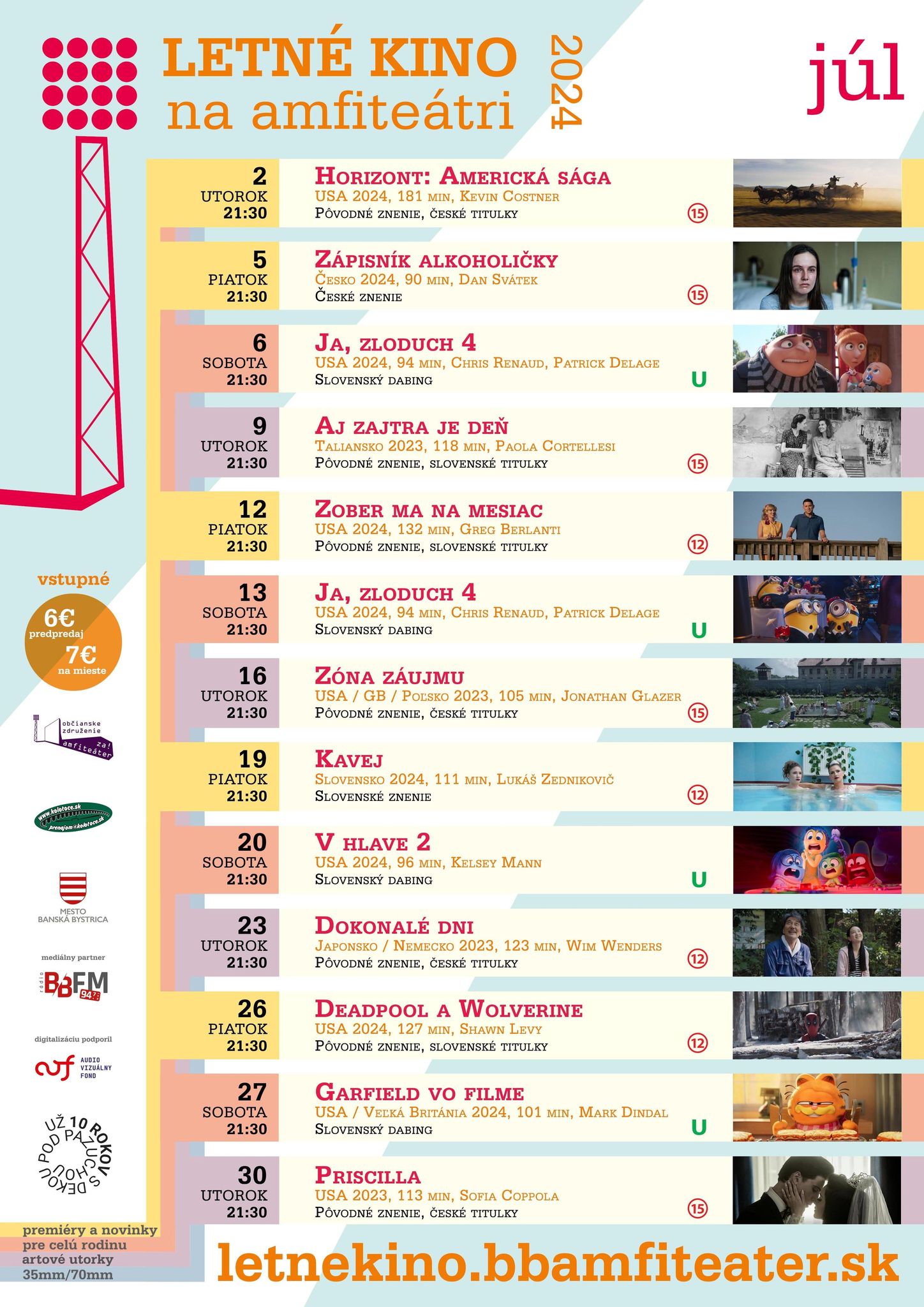 Prázdninový program banskobystrického Letného kina na amfiteátri v júli ...