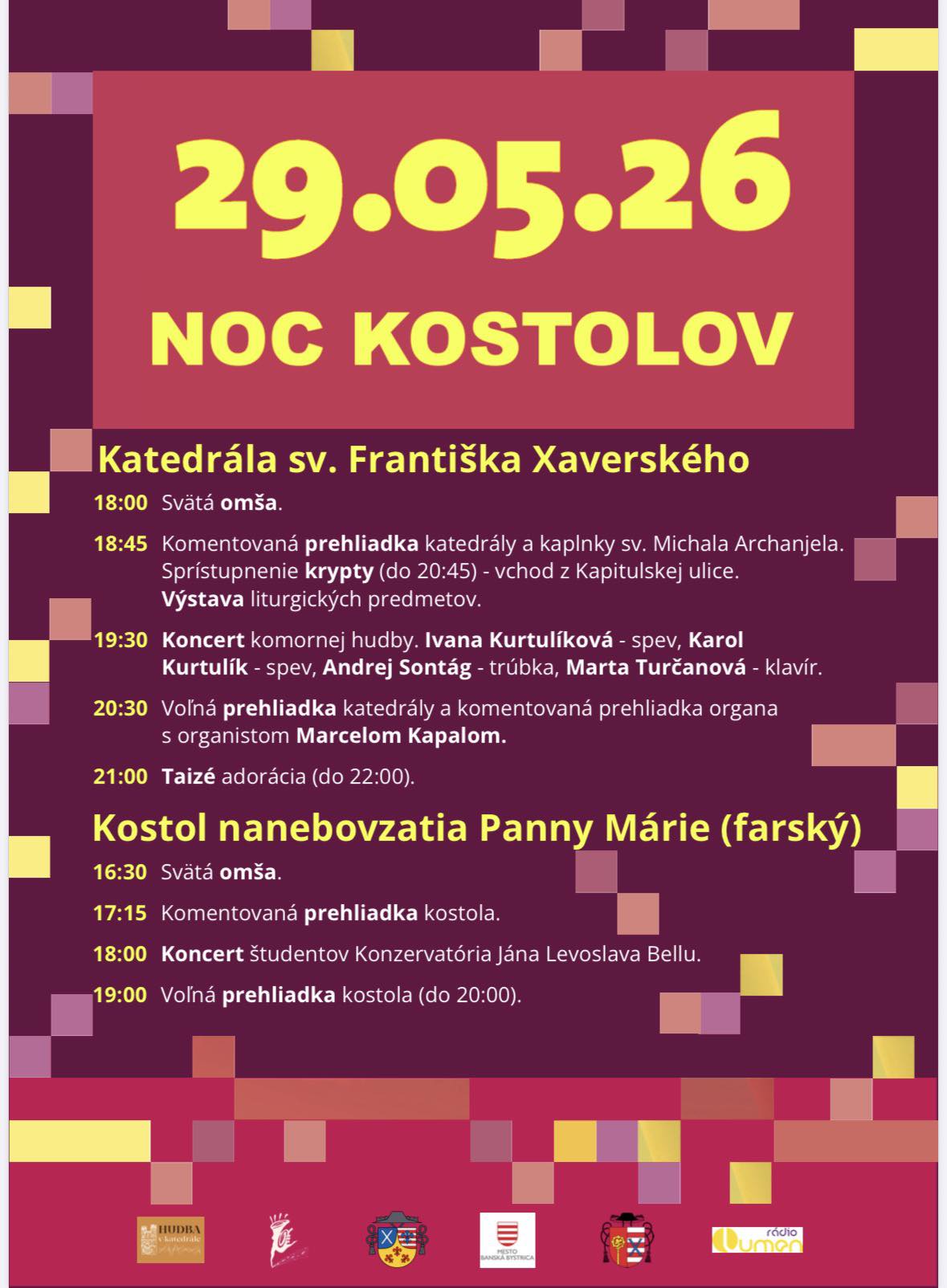 V Banskej Bystrici bude v piatok 29. mája 2026 Noc kostolov